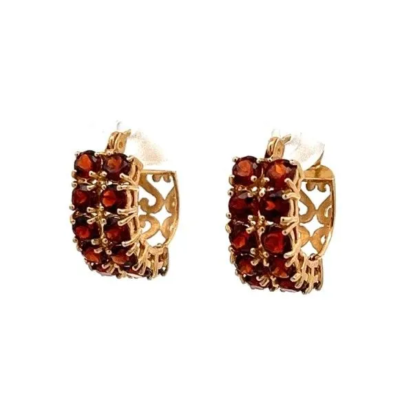 Gold garnet hoop earrings store