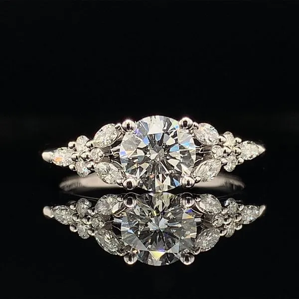 Hearts And Arrows Diamond Accented Engagement Ring