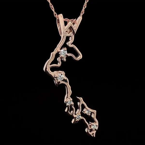 Custom Rose Gold Whidbey Island Outline Diamond Pendant