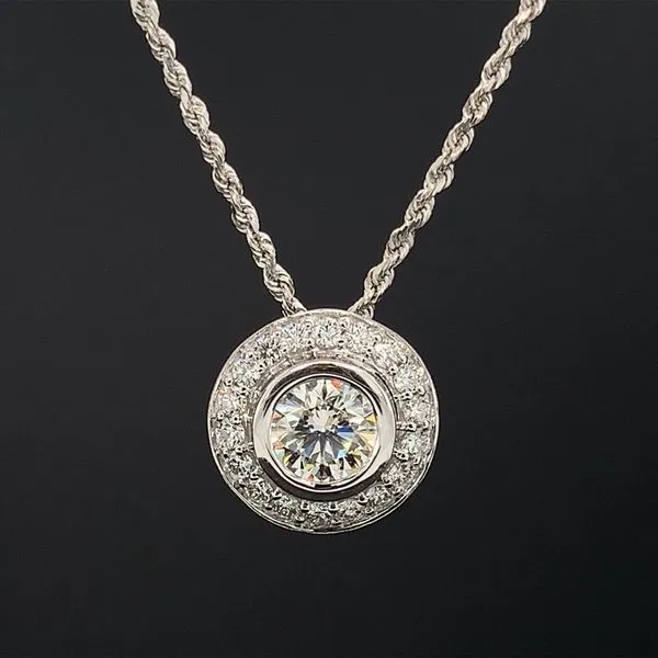White Gold Halo Style Diamond Slide Pendant