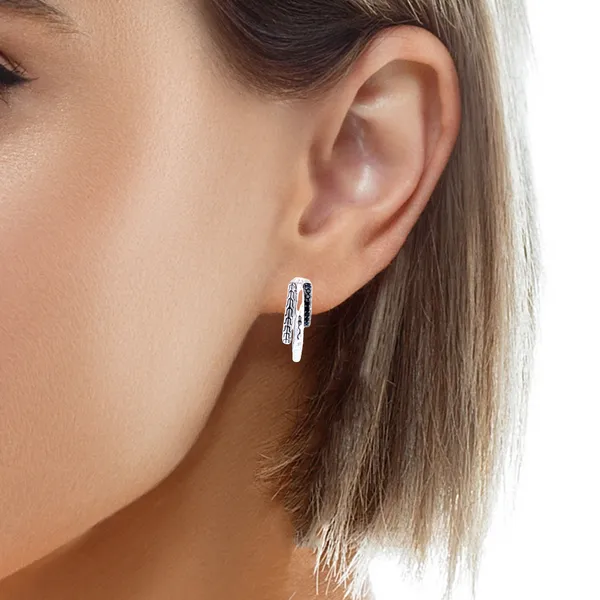John Hardy SS Treated BlkSapphire Spinel Earrings