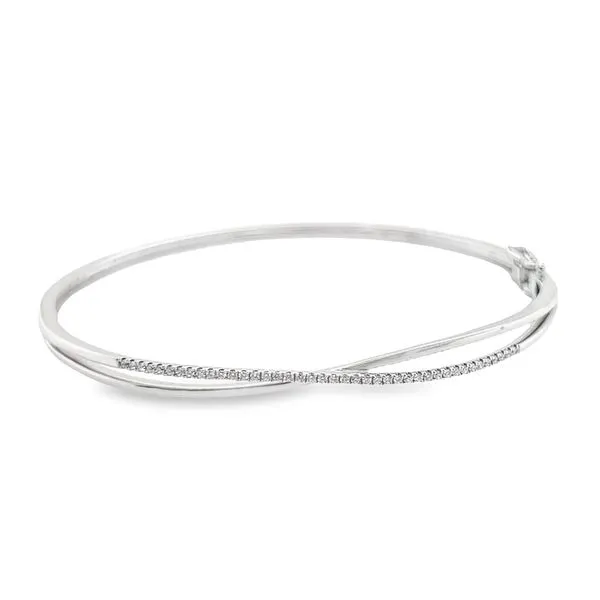 White Gold Diamond Bangle Twist Bracelet