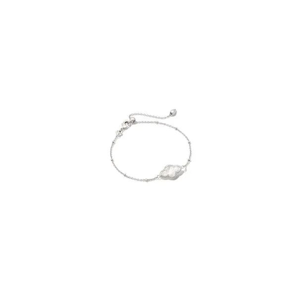 Kendra Scott Abbie Satellite Chain Bracelet Rhodium Ivory Mother of Pearl