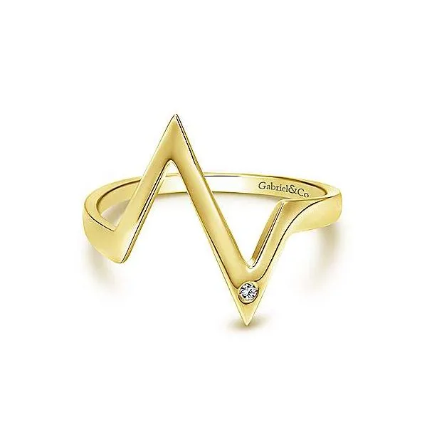 14K Yellow Gold Zig Zag Midi Diamond Ring exclusive