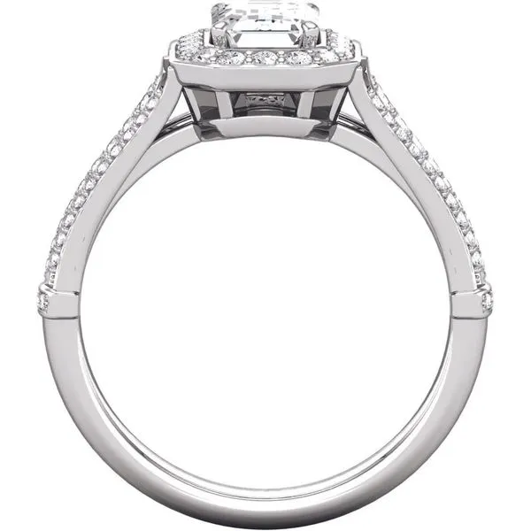 Triple Row Shank with Emerald Halo Engagement Ring | The Ring Austin ...