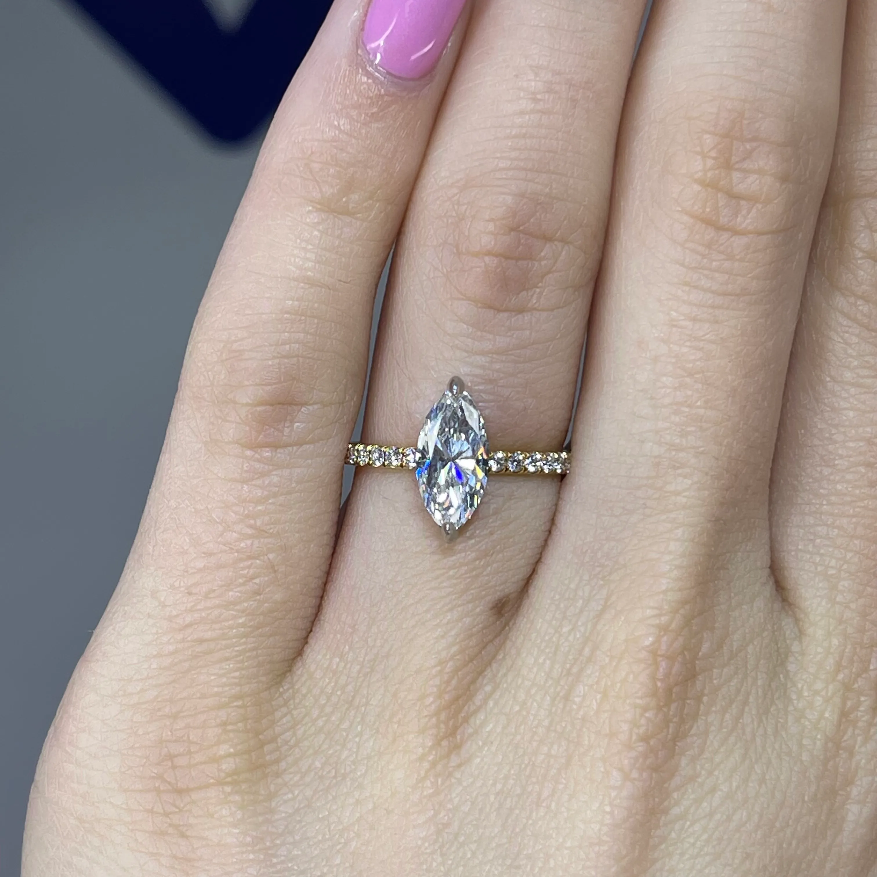 1.45ct H SI2 Marquise Harlow DENGR01546-MARQ TT New York | Forever Diamonds | New York, NY