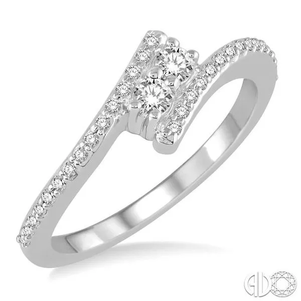 Ashi 1/4 Ctw Twin Center Stone Parallel Split Shank Round Cut Diamond ...