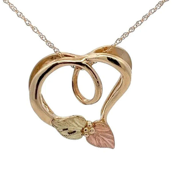 Landstroms Black Hills Gold 10k Tri Color Heart Pendant with Chain